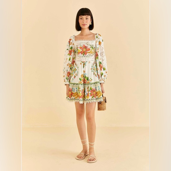 FARM Rio | Dresses | Nwt Farm Rio Offwhite Tropical Romance Scarf Mini ...